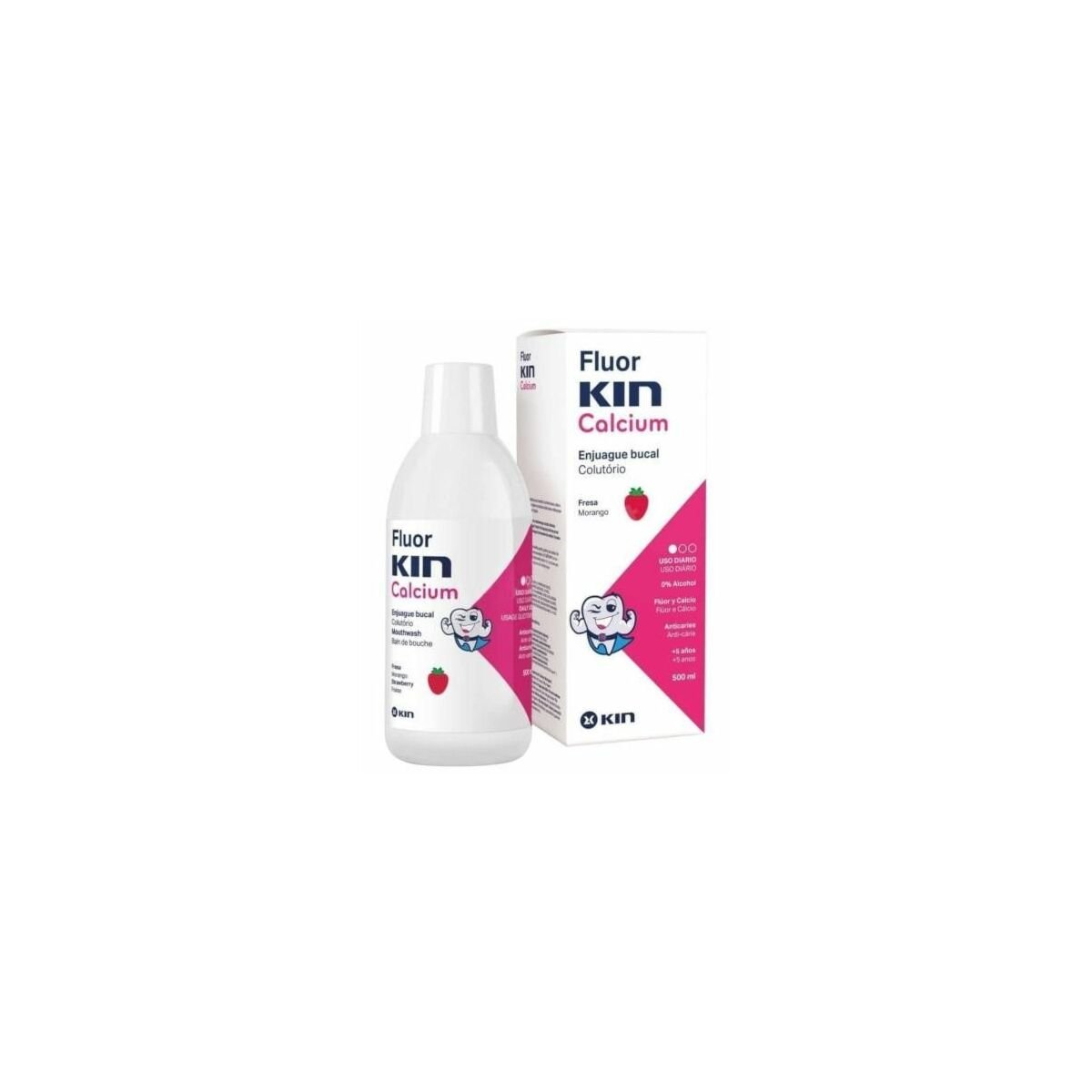 Płyn dla dzieci KIN Fluor-Kin Calcium truskawkowy - Denthelp.pl